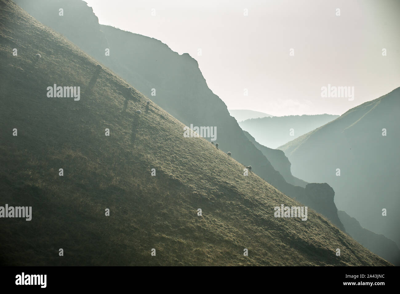 Winnats Pass in the Peak District of England is a well known tourist ...
