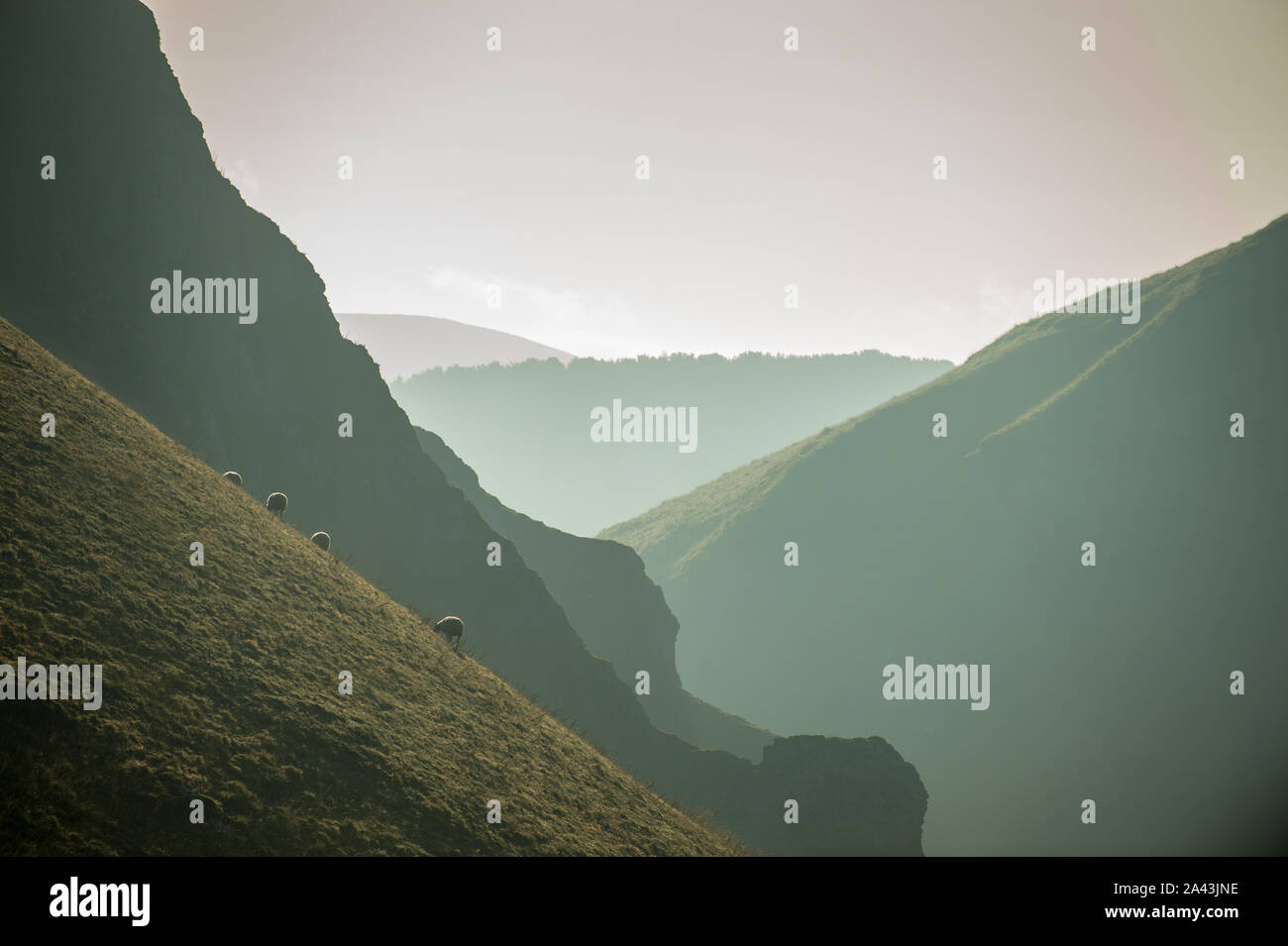 Winnats Pass in the Peak District of England is a well known tourist ...