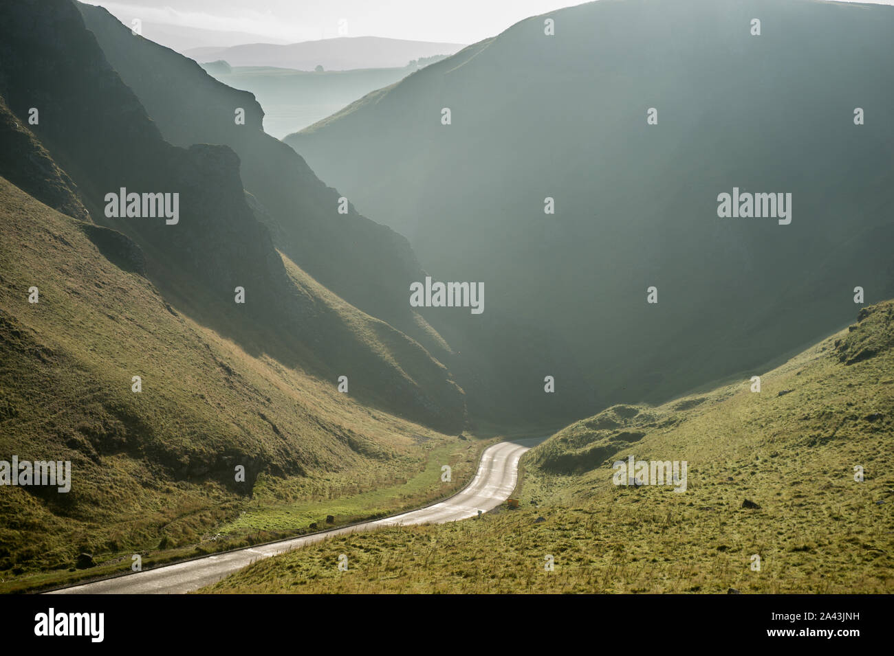 Winnats Pass in the Peak District of England is a well known tourist ...
