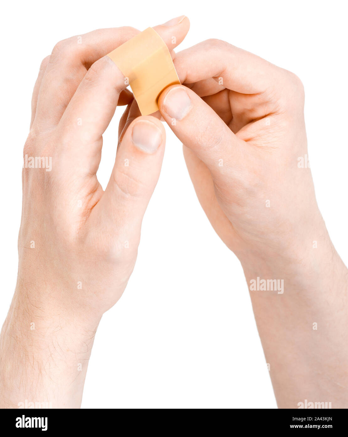 Adhesive bandage on finger, on white background, isolated Stock Photo ...