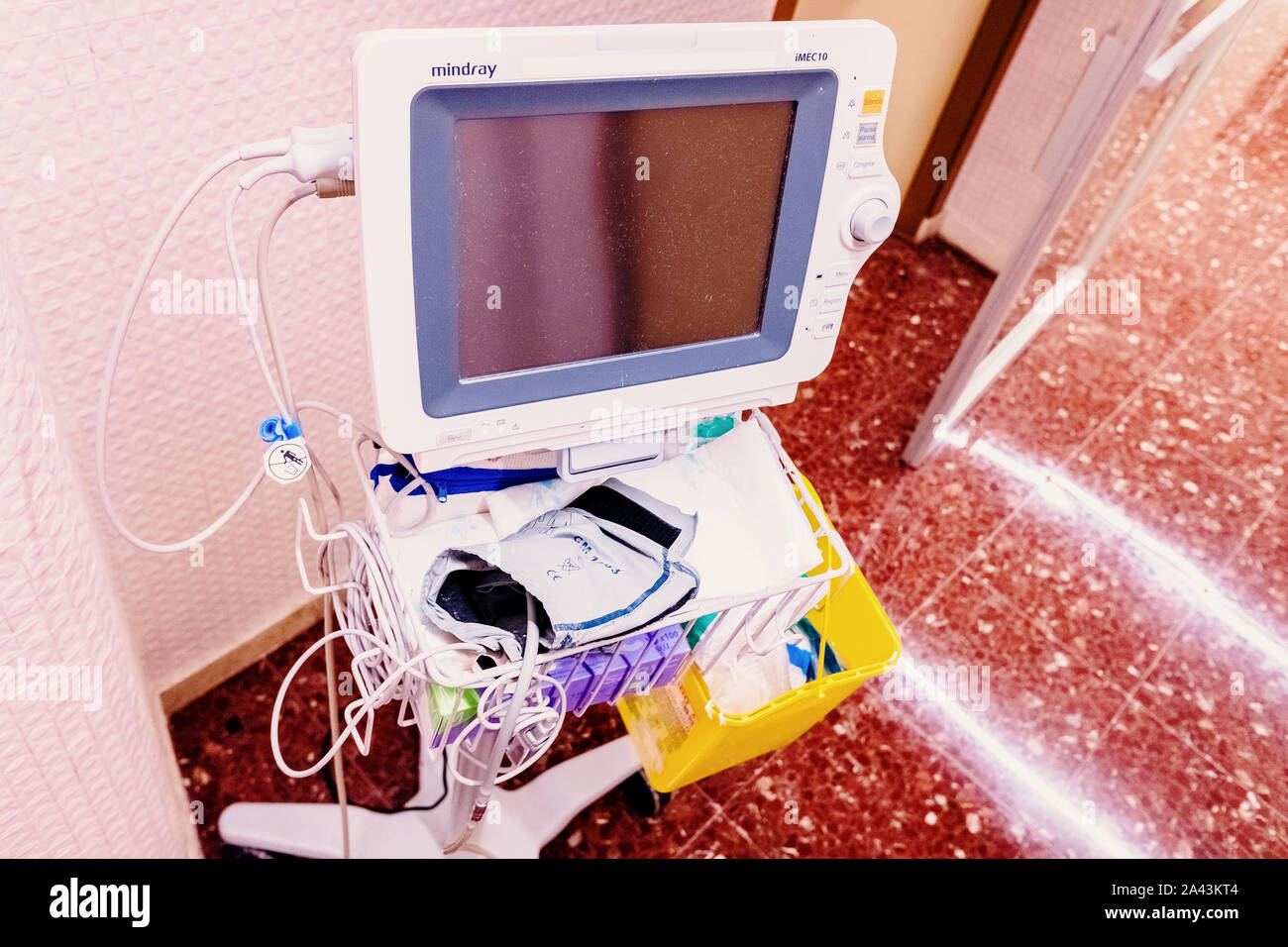 Valencia, Spain - September 10, 2019: Mindray iMEC 10 medical monitoring and diagnosis device in ...
