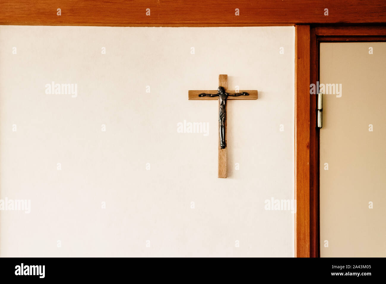Christian religious crucifix on the wall of a hospital room Stock Photo ...