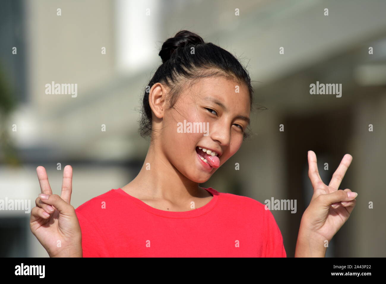 Youth And Peace Sign Stock Photo - Alamy
