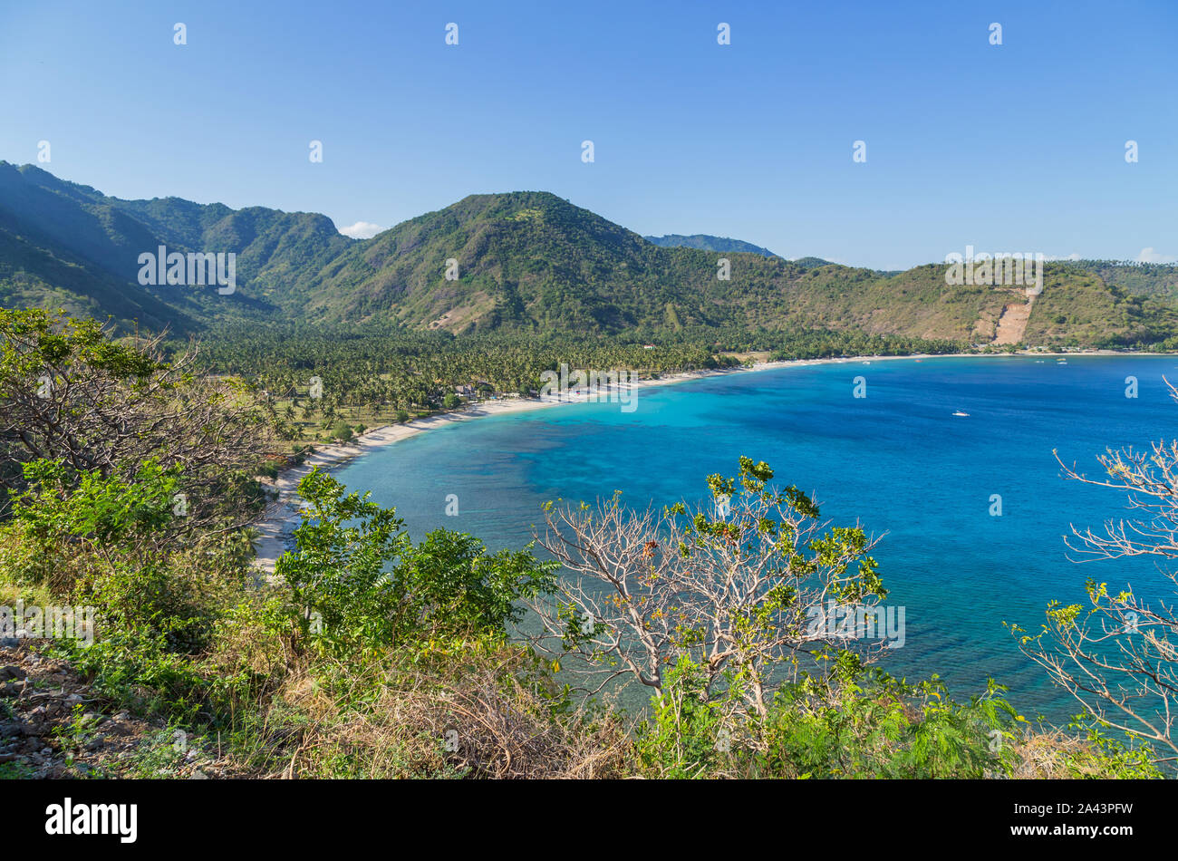 Beautiful landscape of Senggigi beach, Lombok island, scenic travel ...