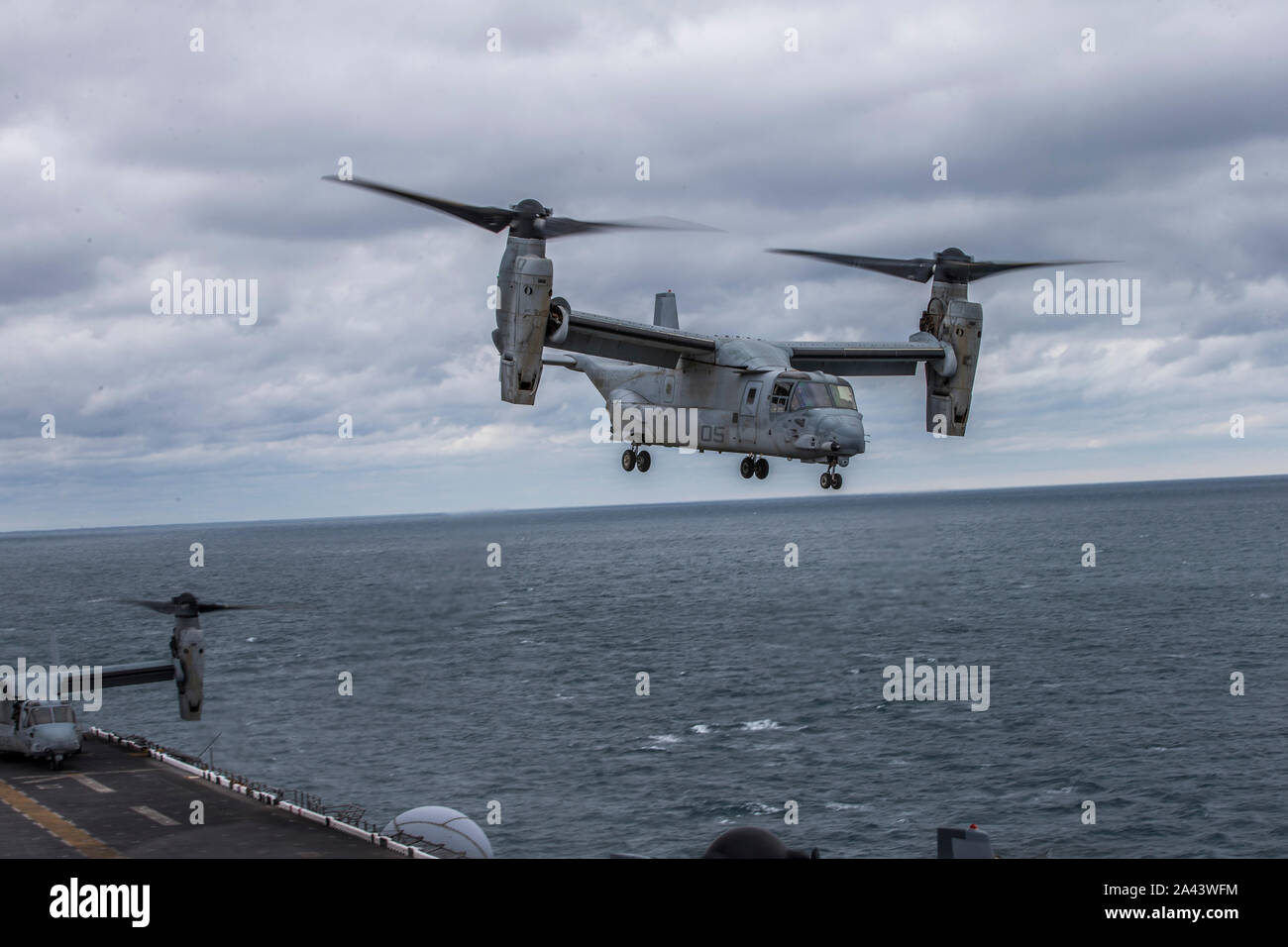 U.S. Marine Corps MV-22 Ospreys with Marine Medium Tiltrotor Squadron (VMM) 365 (reinforced ...