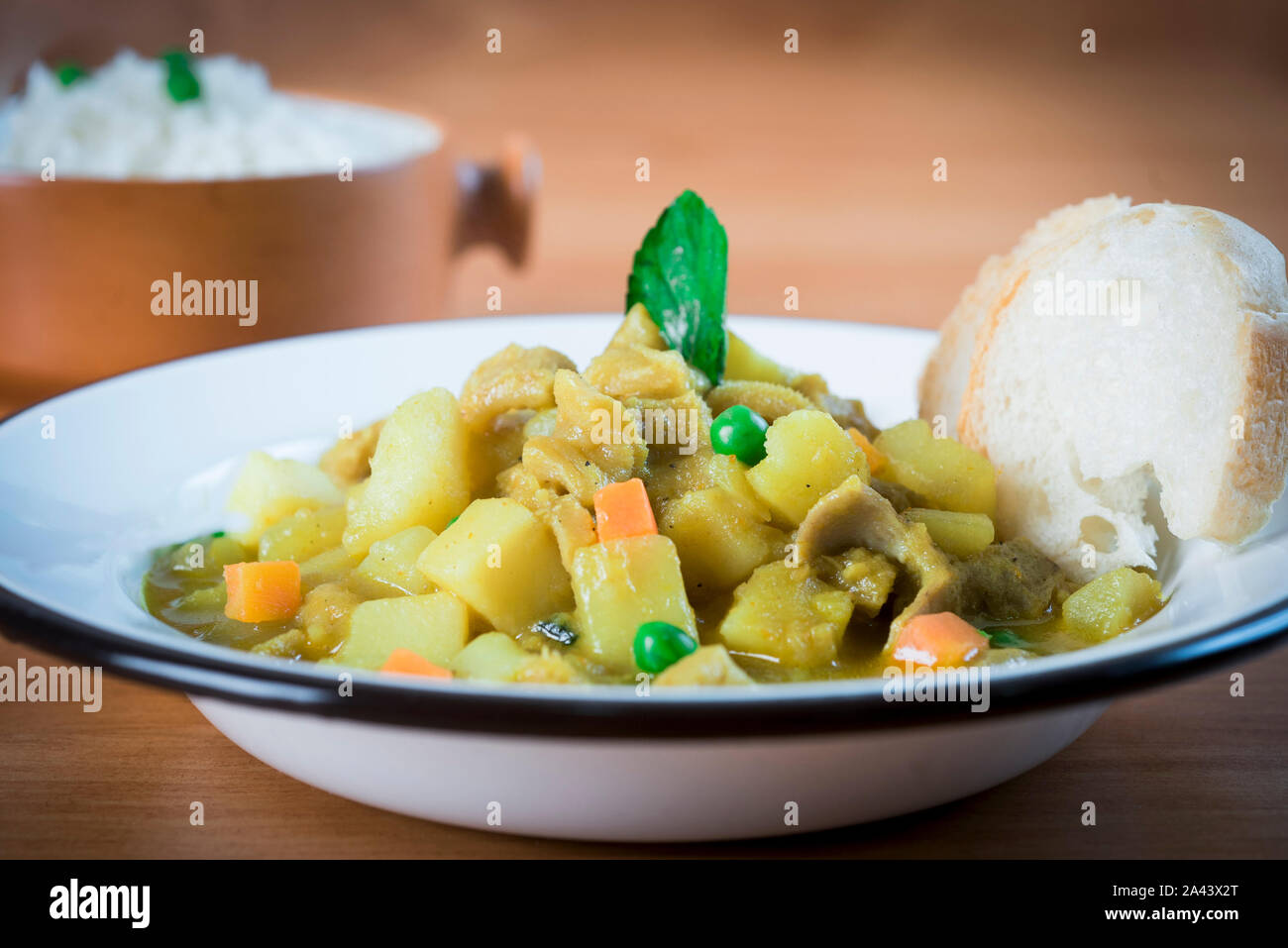 Cau cau potato peruvian recipe with chiken or Cow Meal. Rice Stock ...