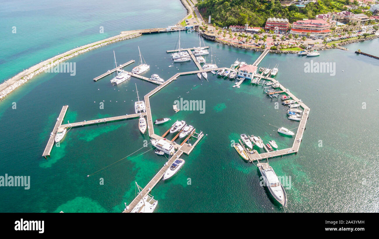High Aerial view of marigot port on french saint martin Stock Photo - Alamy