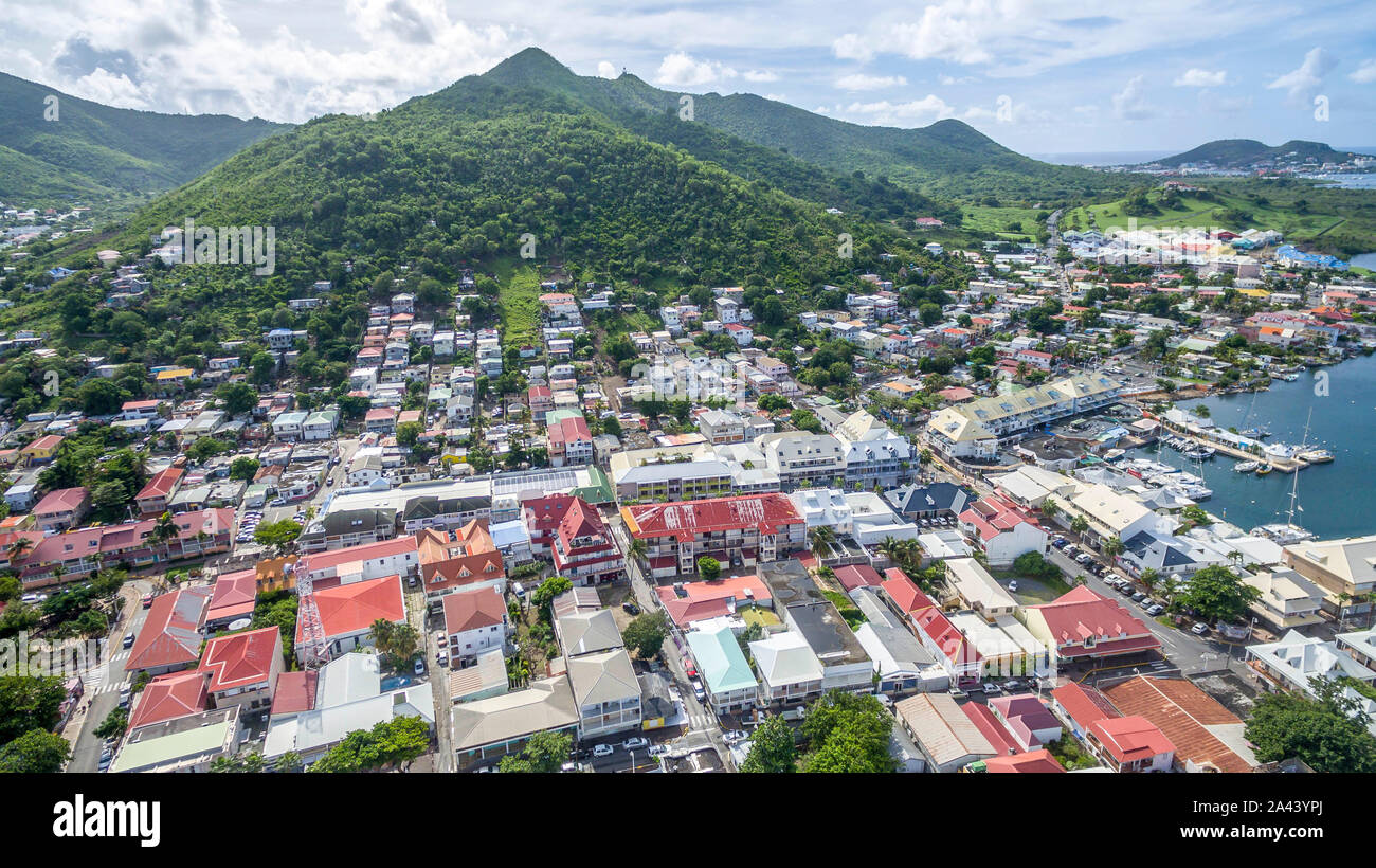 High Aerial view of marigot french saint martin Stock Photo - Alamy