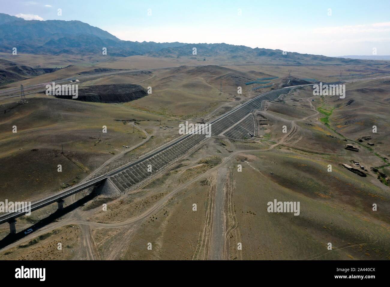 A train runs on the section between Kuytun and Tacheng Prefecture of ...