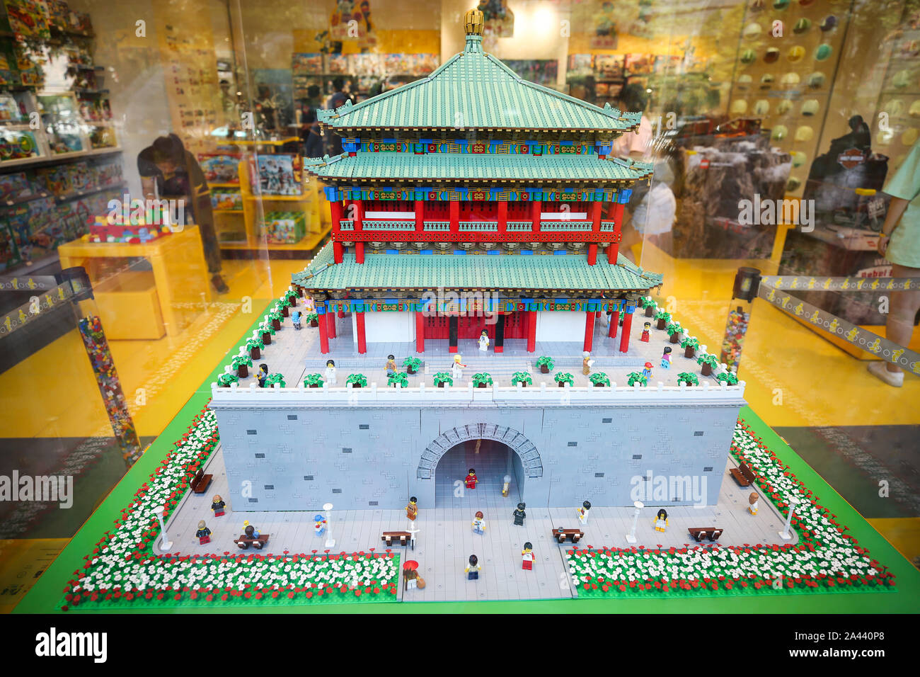 Bell Tower of Xi'an made of over 10 thousand LEGO pieces are shown in ...