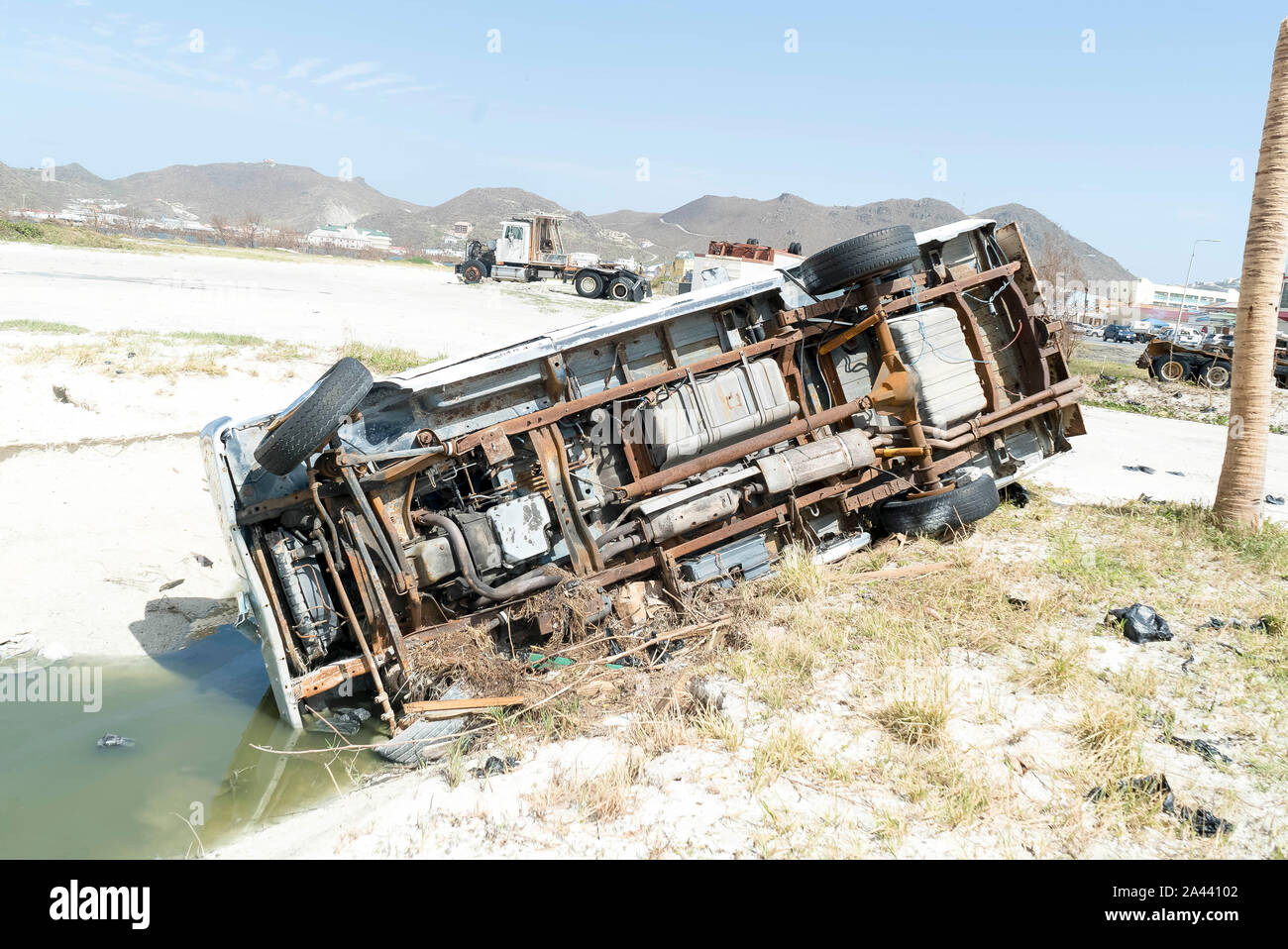 Vehicle damaged after hurricane storm Stock Photo - Alamy