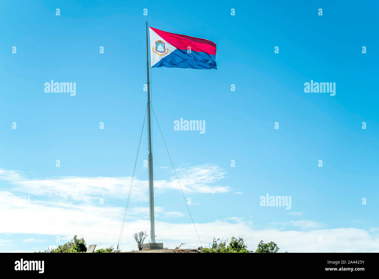 St.maarten flag flying high on top of a hill Stock Photo - Alamy
