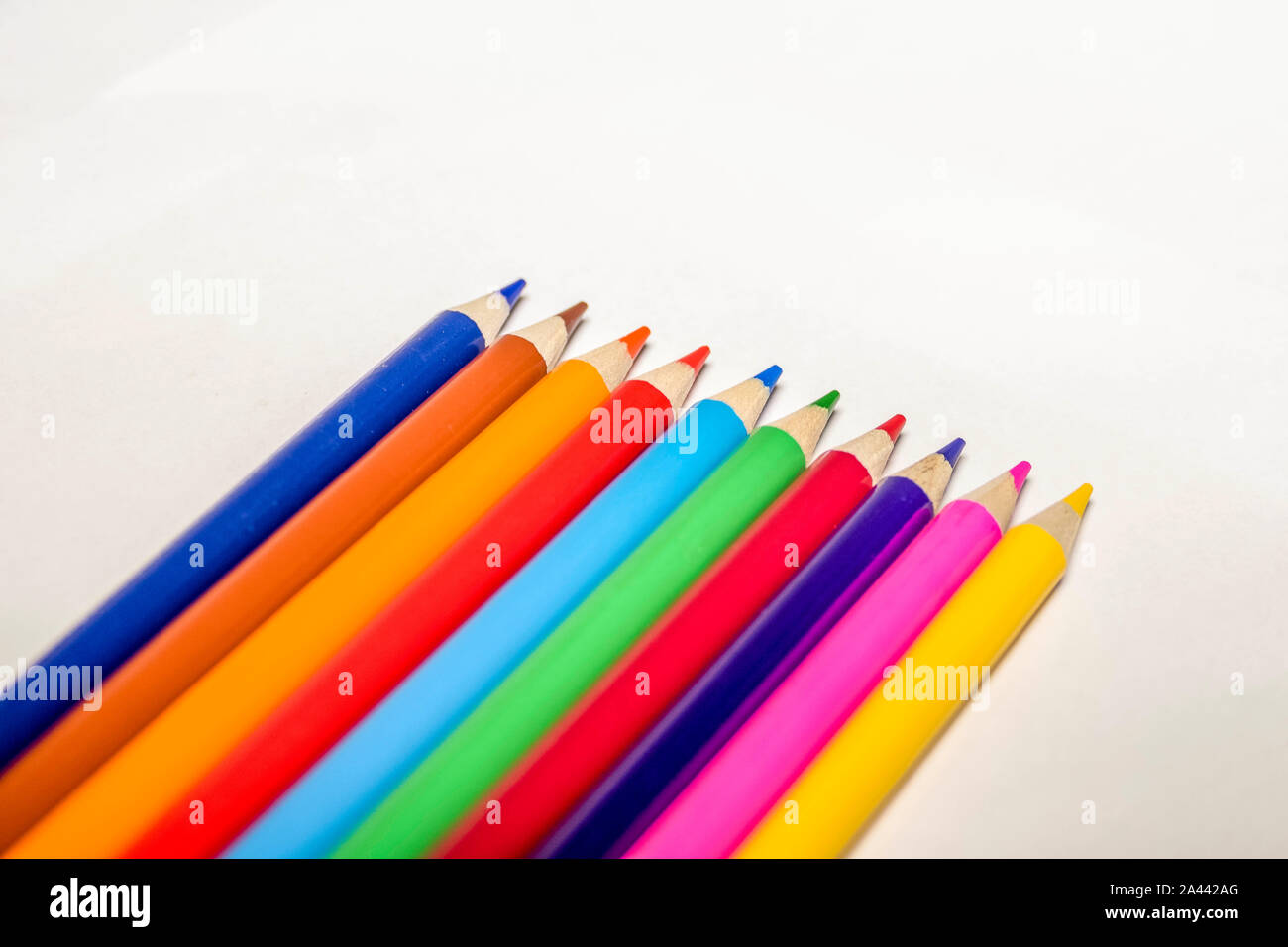 Colorful group of crayons/color pencil laying on the table Stock Photo ...