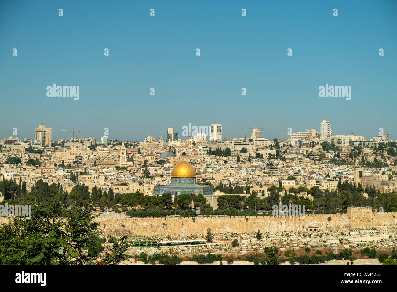 View of the Temple Mount With Modern Jerusalem in the Background Stock ...