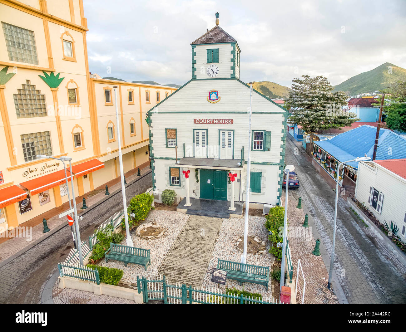 Philipsburg St.maarten January 2019: Aerial view of the courthouse on ...