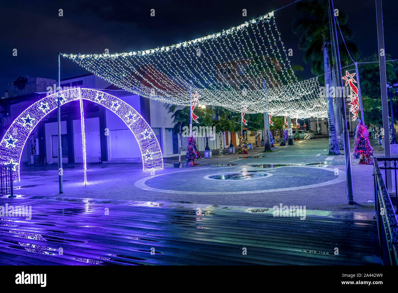 Christmas light on st.maarten boardwalk Stock Photo - Alamy