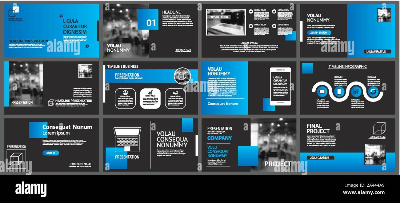 Presentation and slide layout background. Design blue and black circle ...