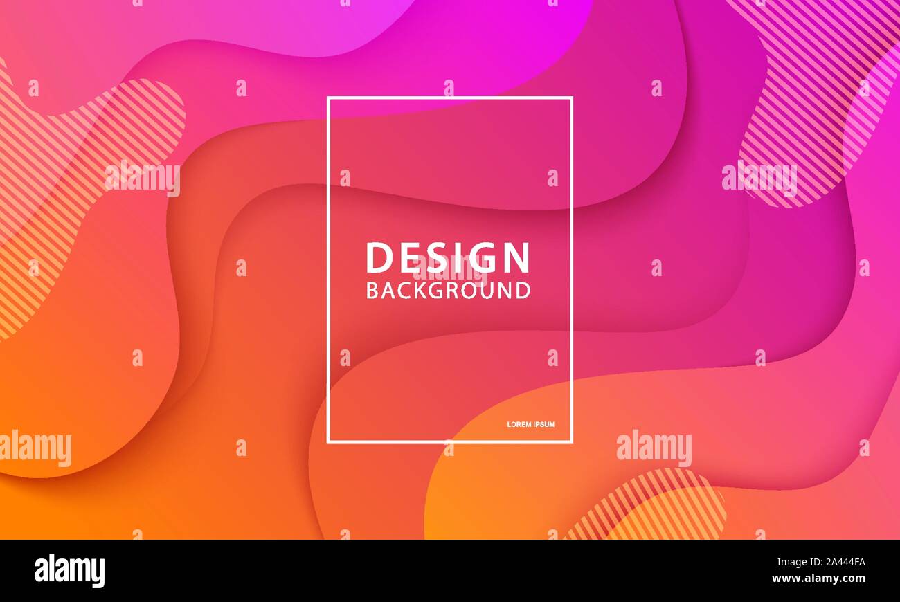 Fluid shape banner design background. Liquid geometric orange and pink ...