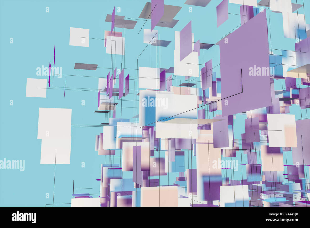 A three-dimensional space composed of square planes, 3d rendering ...