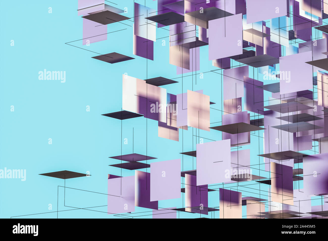 A three-dimensional space composed of square planes, 3d rendering ...