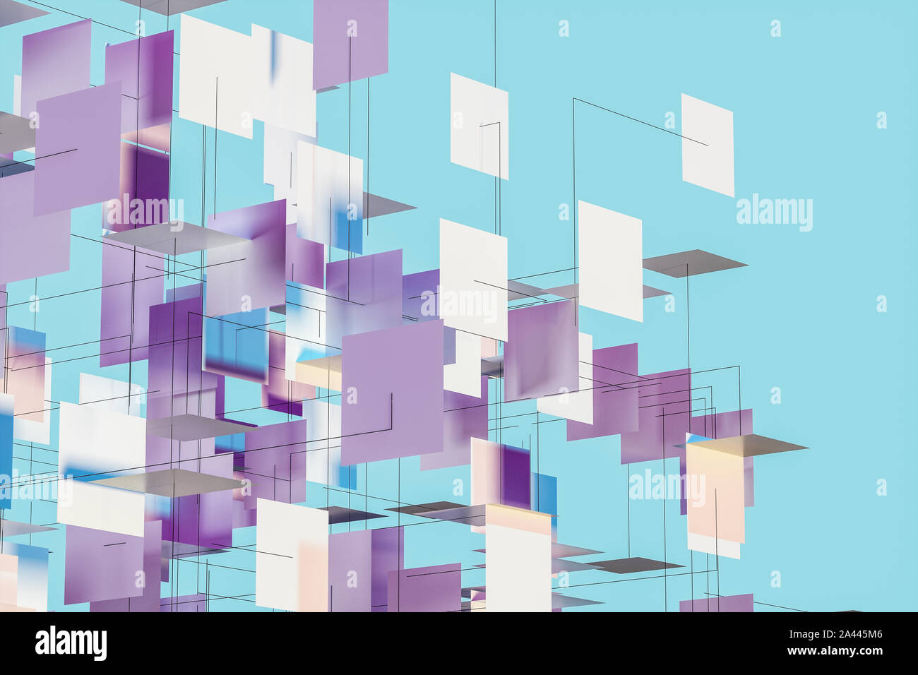 A three-dimensional space composed of square planes, 3d rendering ...
