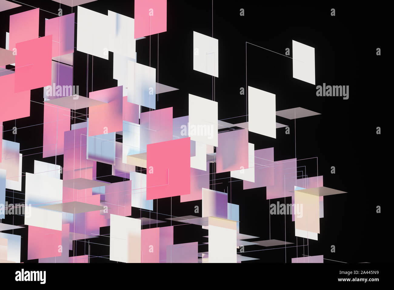 A three-dimensional space composed of square planes, 3d rendering ...
