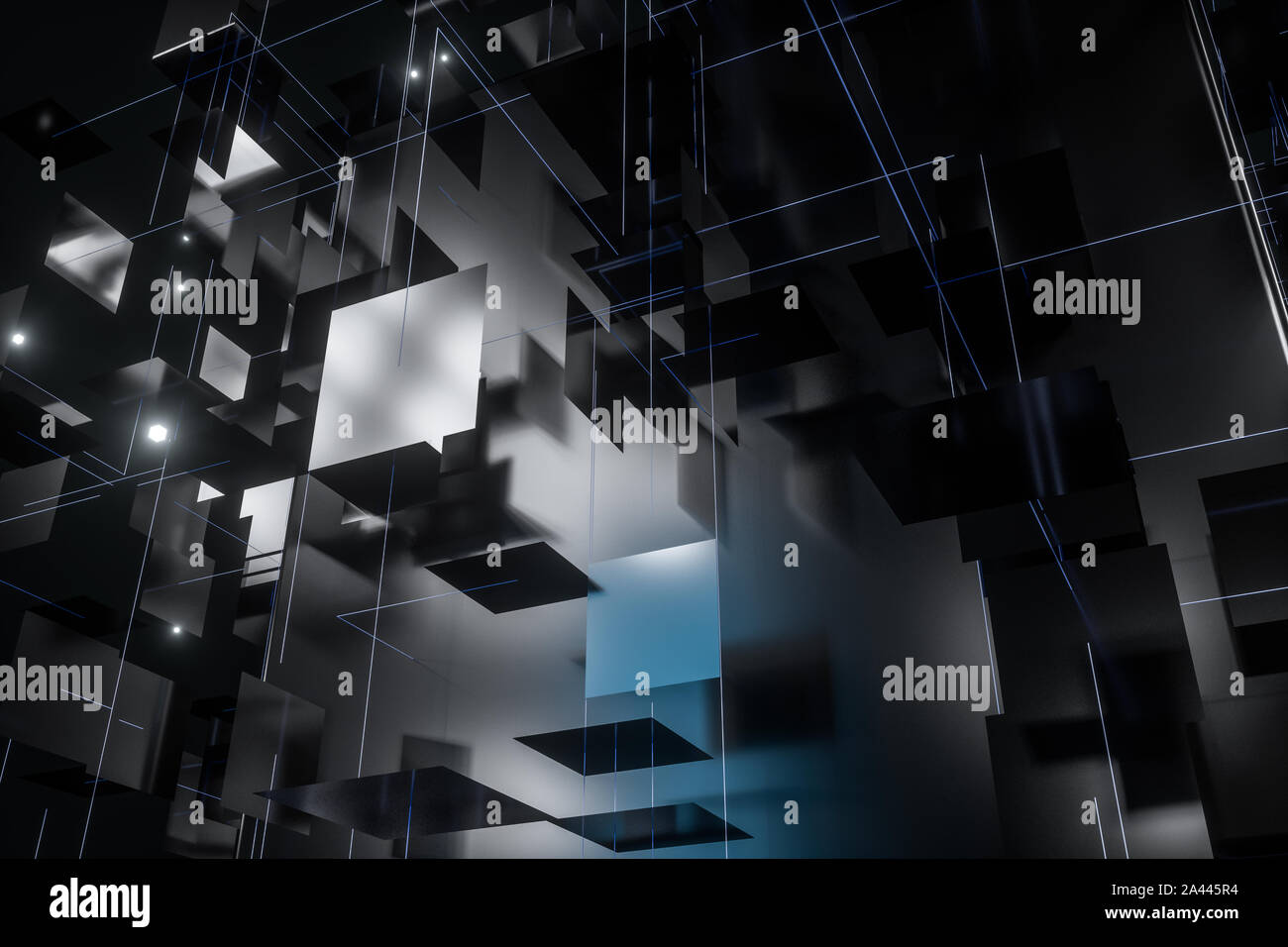 A three-dimensional space composed of square planes, 3d rendering ...