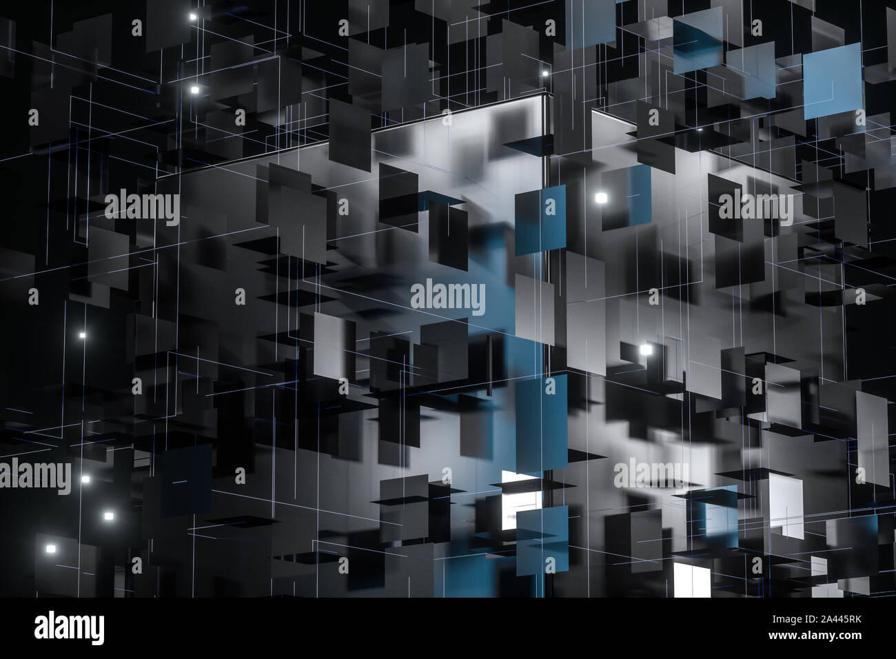 A three-dimensional space composed of square planes, 3d rendering ...
