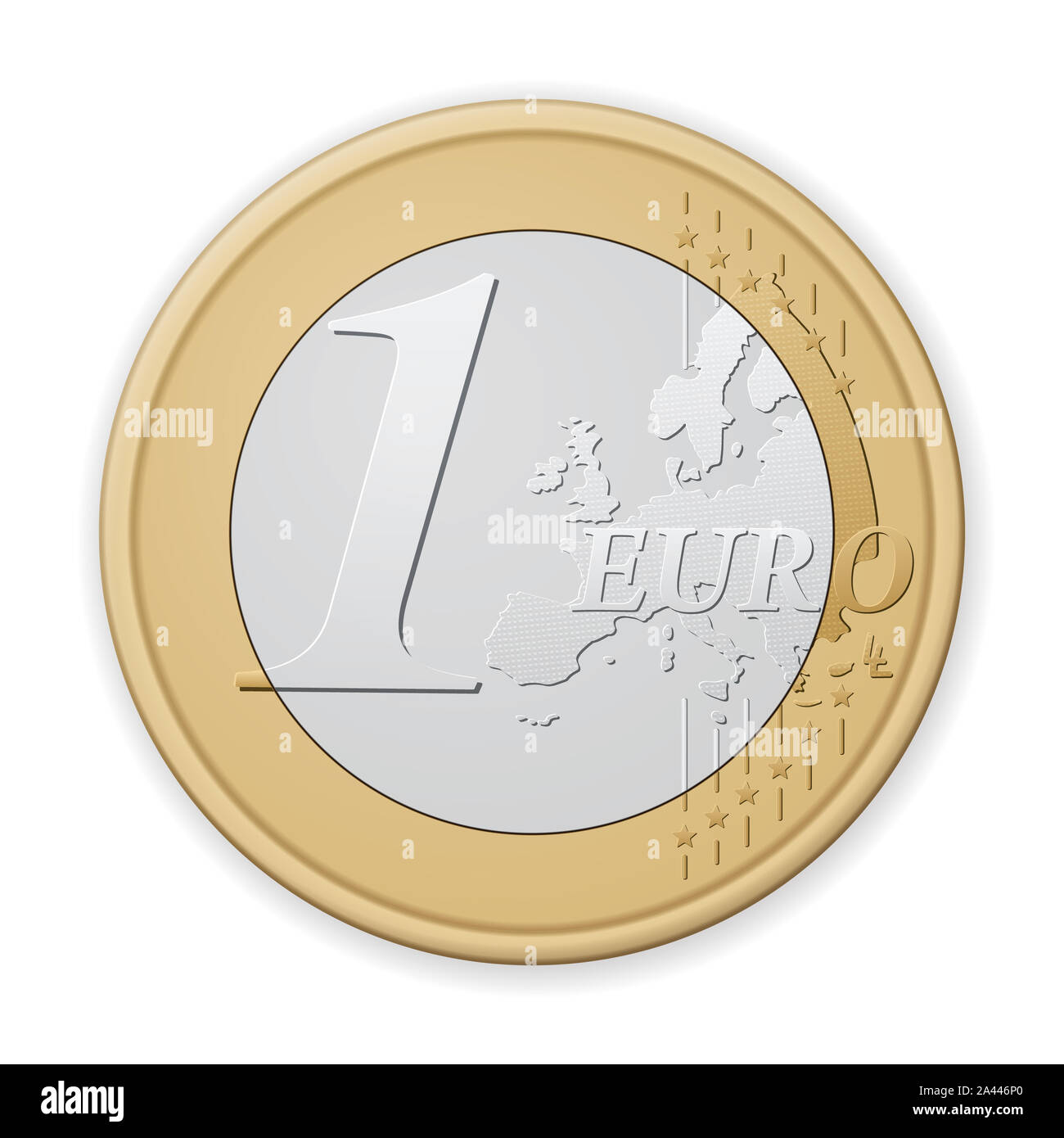 One euro coin on a white background. Vector illustration Stock Photo ...