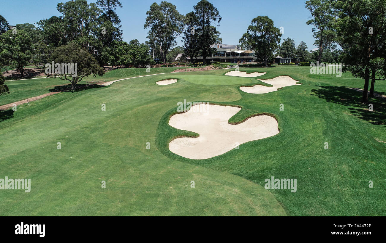 Aerial golf course bunker green hi-res stock photography and images - Alamy
