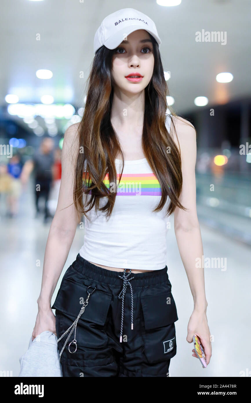 Hong Kong actress Angelababy arrives at the Shanghai Hongqiao ...