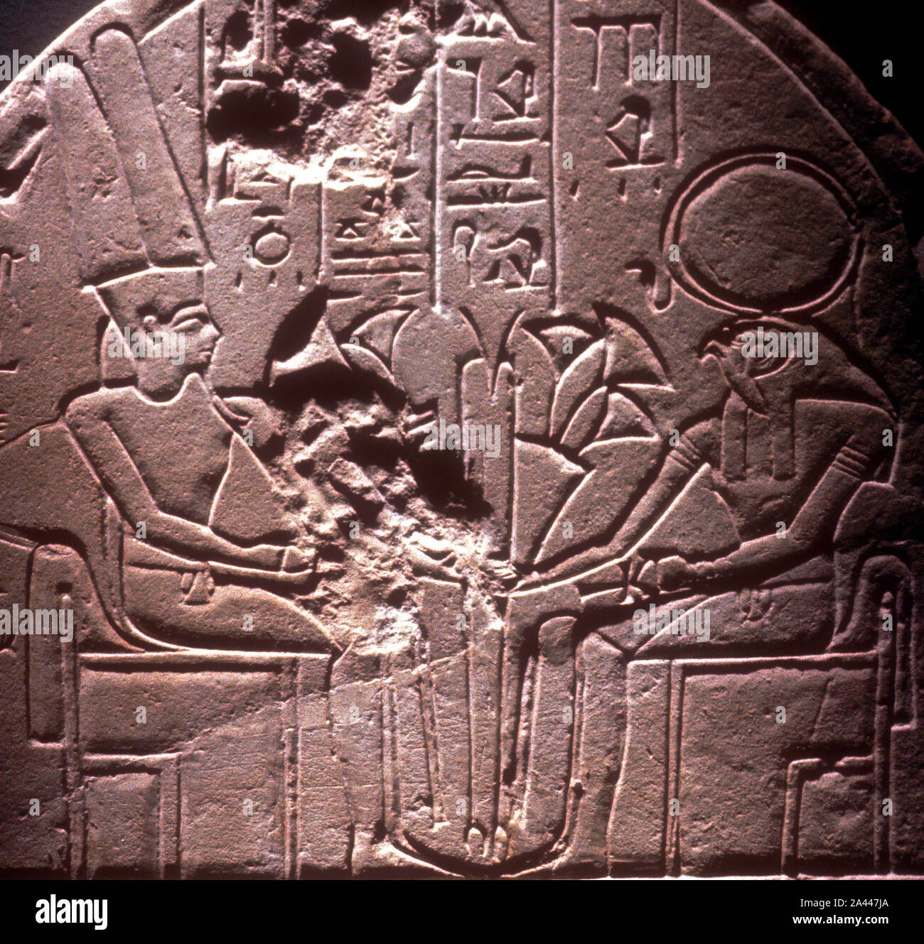 Seated Pharaoh with Horus, the Egyptian sun-god deity Egyptian Museum ...