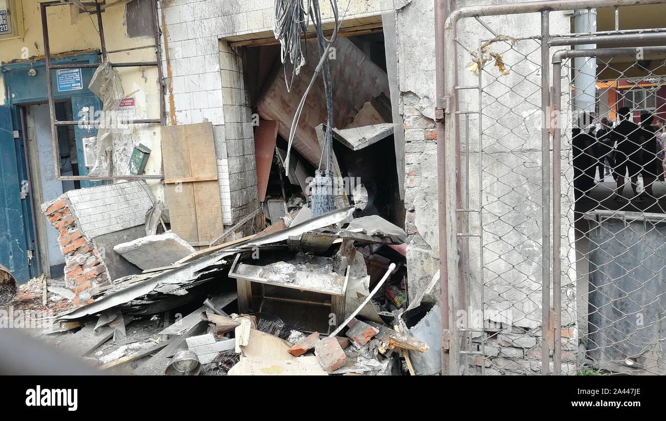 The messy scene of explosion, which caused two injured people, in ...