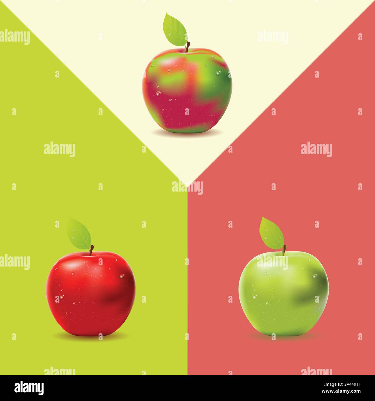 Geometric two colored background with apple, food design Stock Vector ...