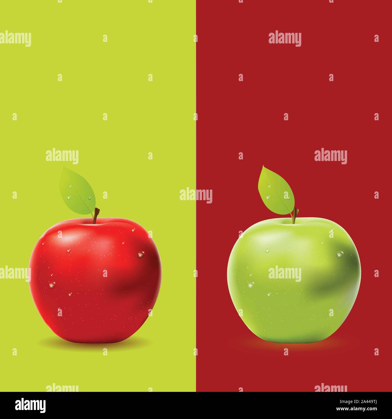 Geometric two colored background with green apple, food design Stock ...