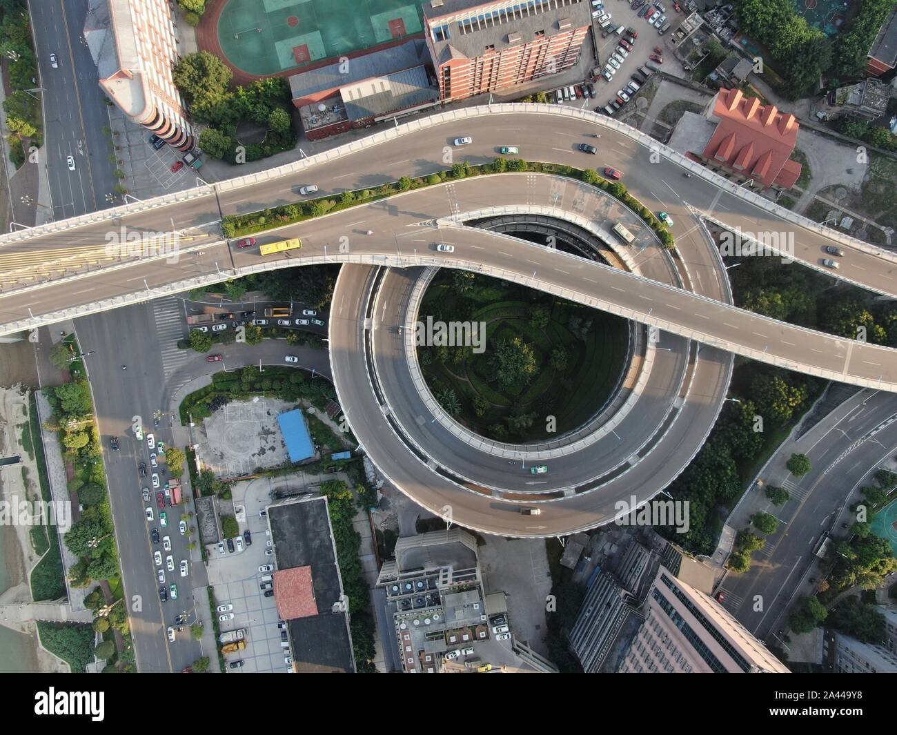 Aerial view of the 720ã spiral overpass, Chongqing Wujiang Second ...