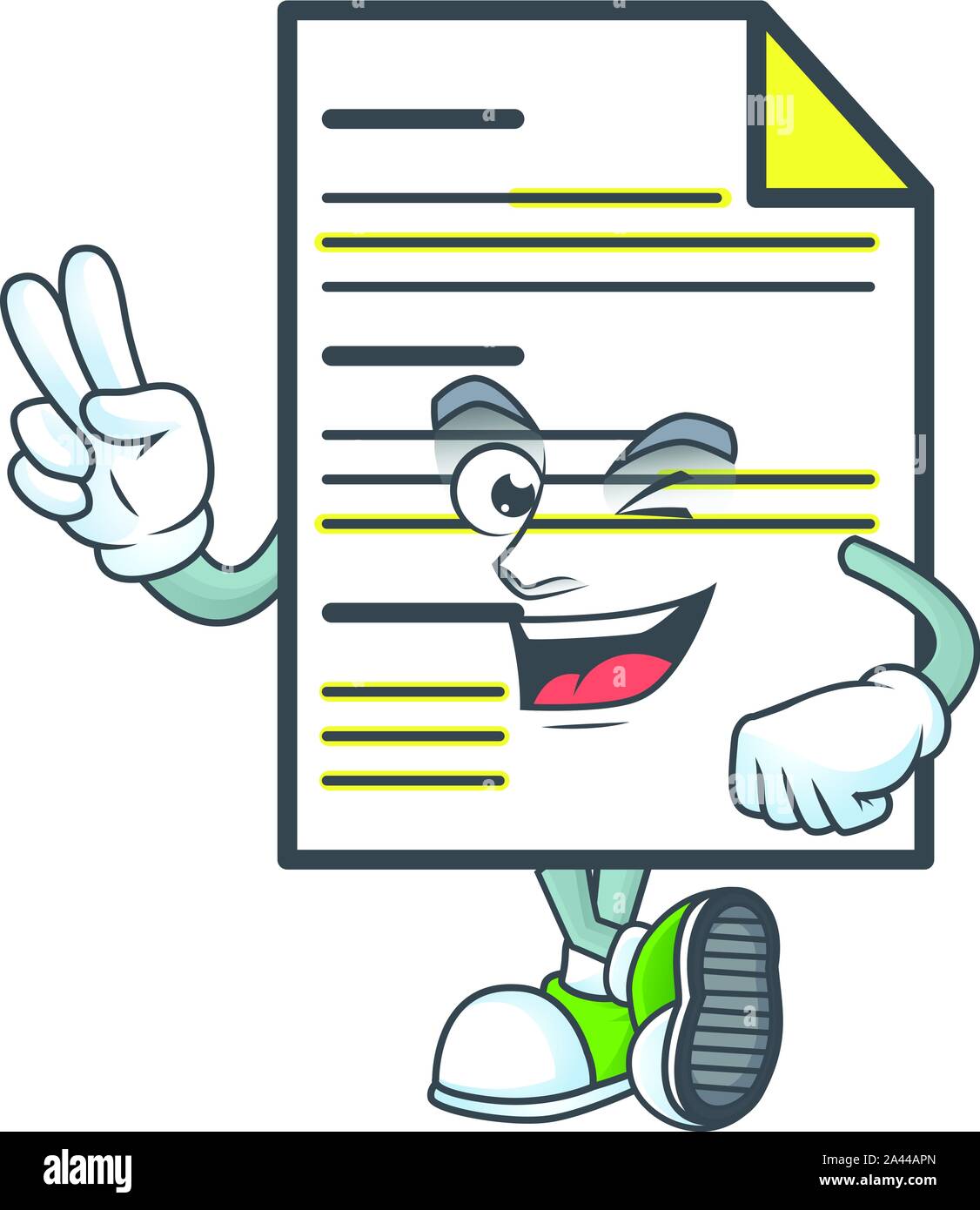 Two finger document in the cartoon character mascot Stock Vector Image ...