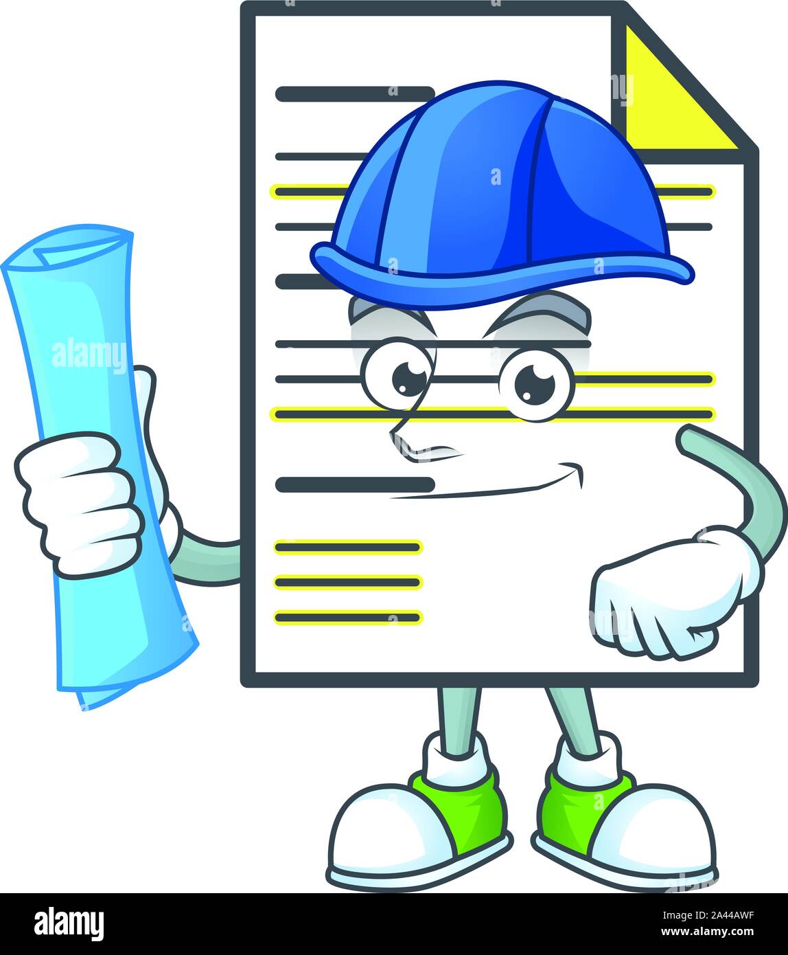 Architect document in the cartoon character mascot Stock Vector Image ...