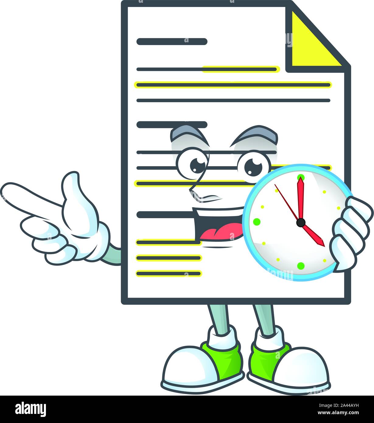 With clock document in the cartoon character mascot Stock Vector Image ...
