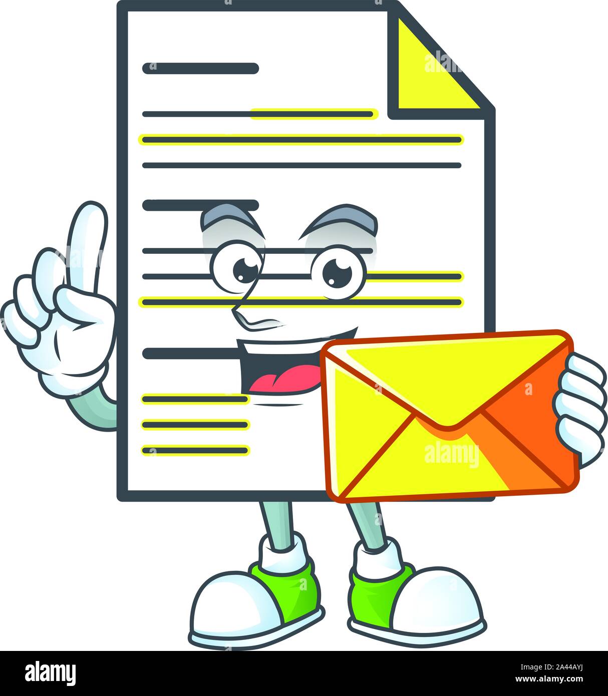 With envelope document in the cartoon character mascot Stock Vector ...
