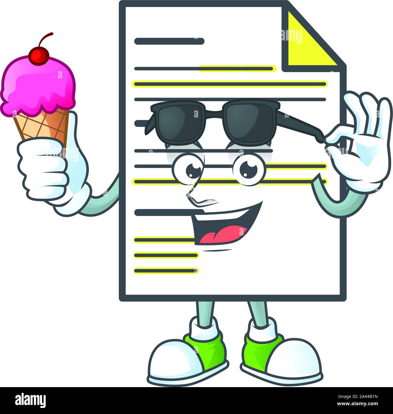 With ice cream document in the cartoon character mascot Stock Vector ...