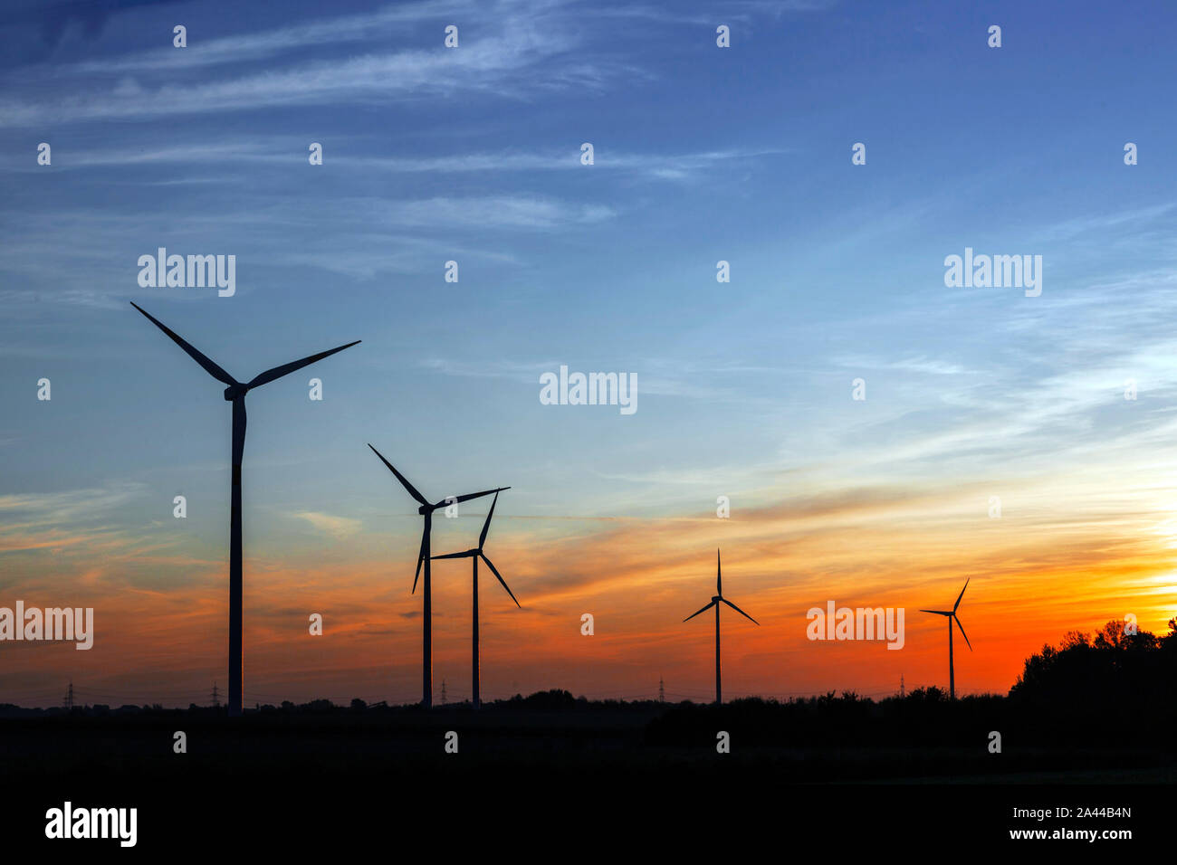 Wind power plant at sunrise hi-res stock photography and images - Alamy