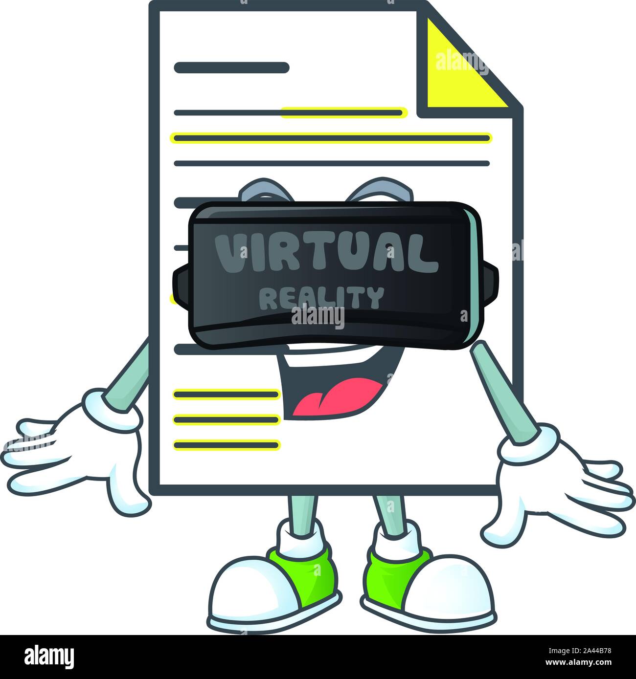 Virtual reality document template with cartoon character shape Stock ...