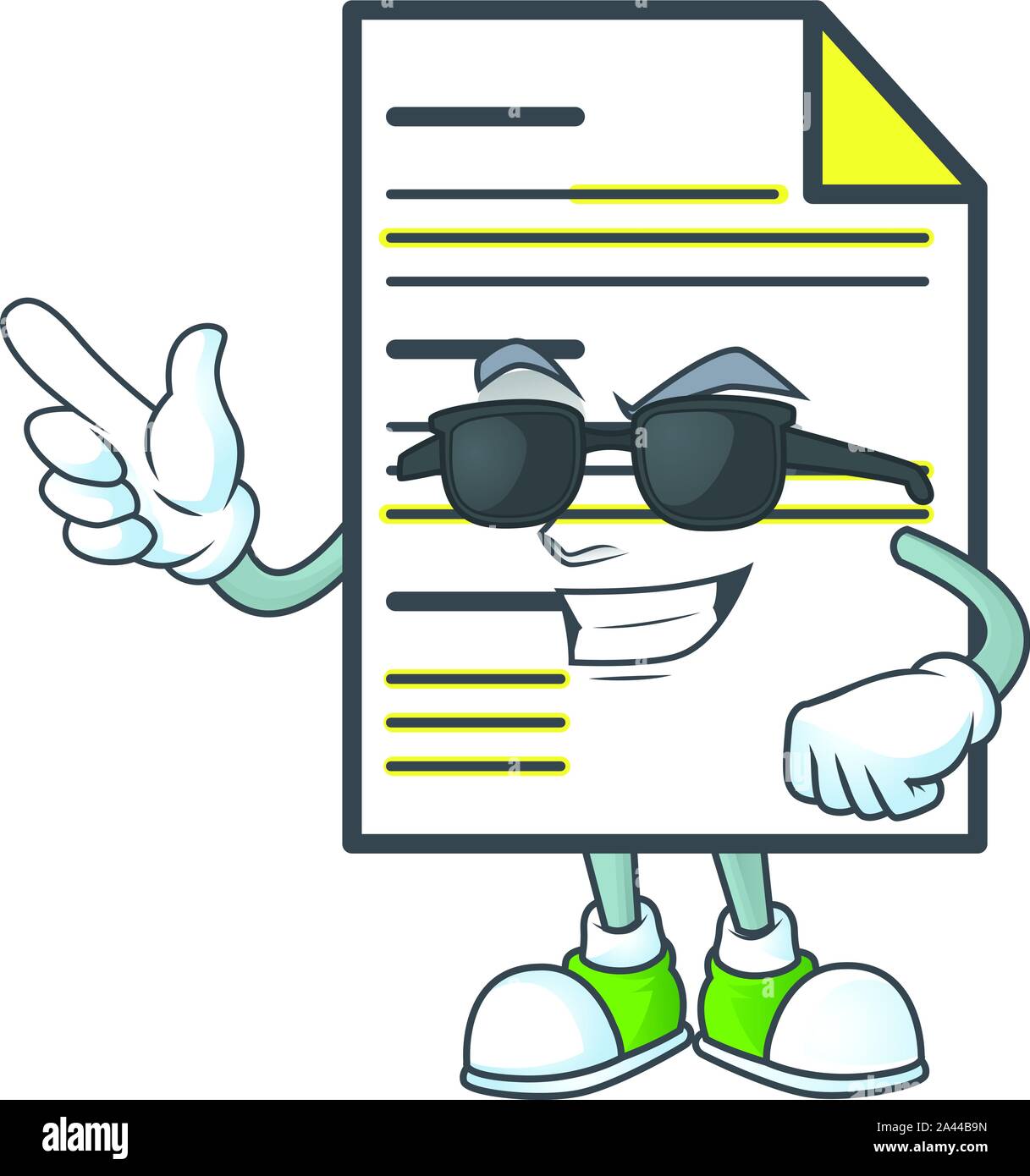 Super cool document in the cartoon character mascot Stock Vector Image ...