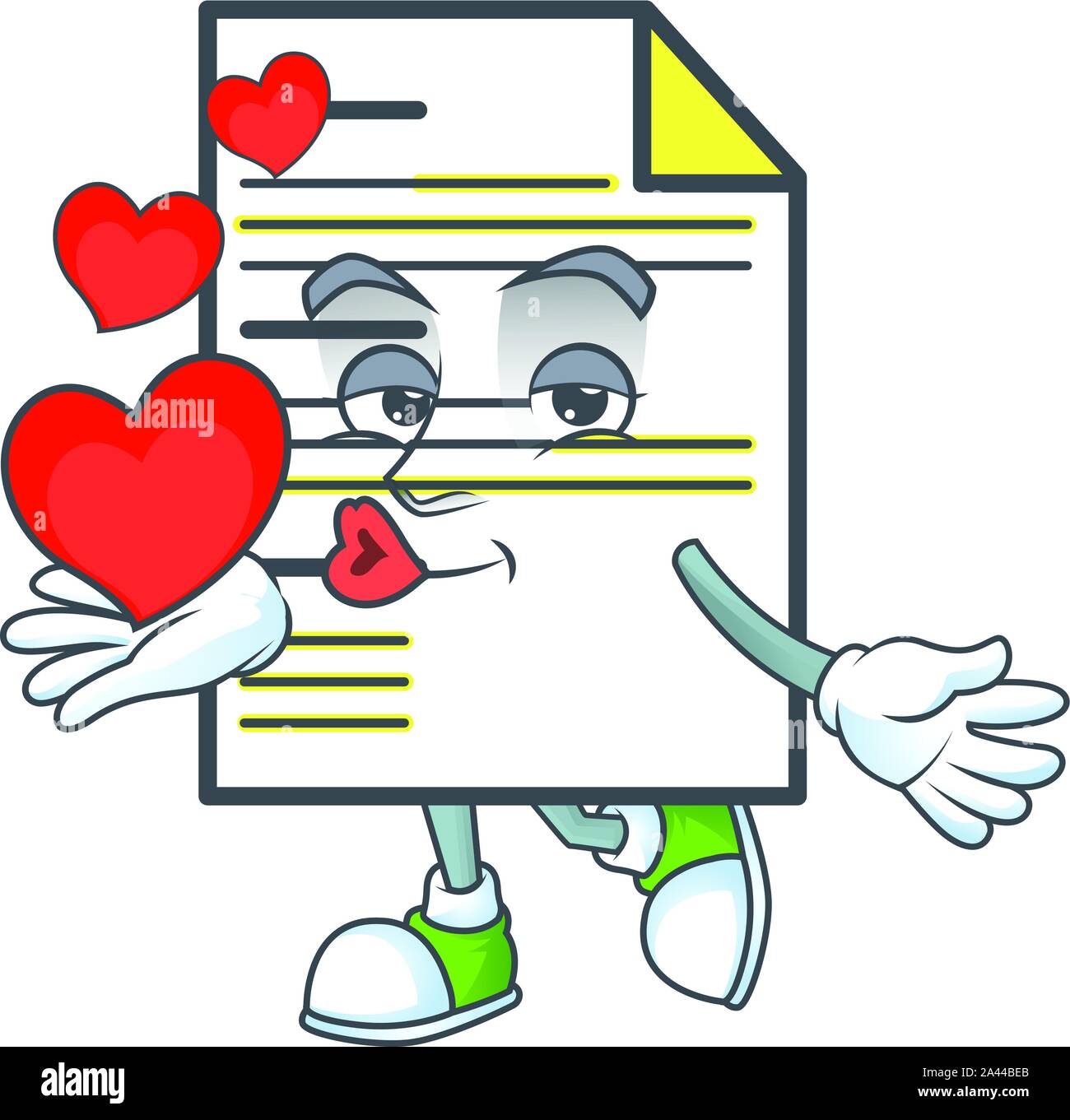 With heart document template with cartoon character shape Stock Vector ...