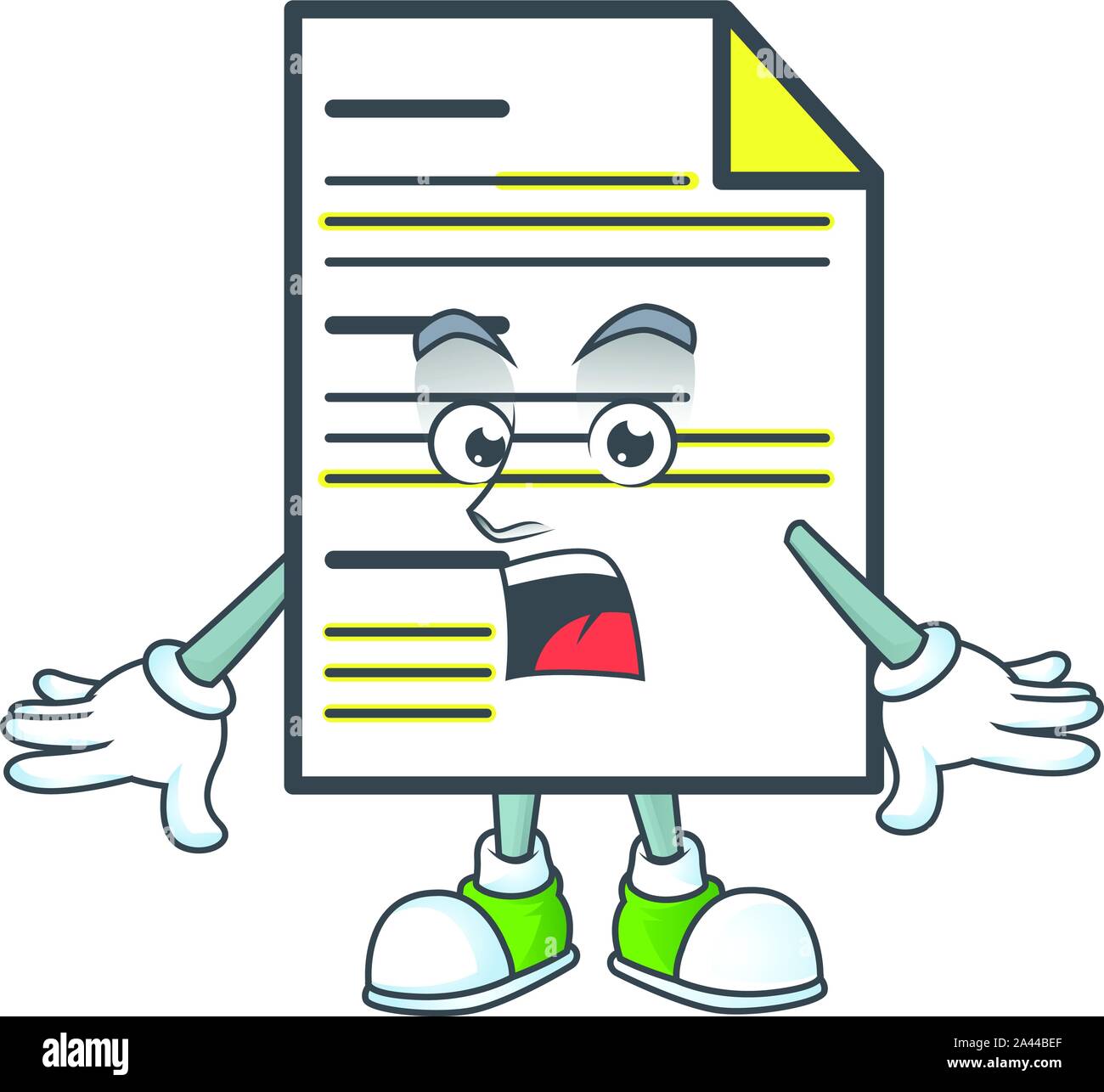 Surprised document template with cartoon character shape Stock Vector ...