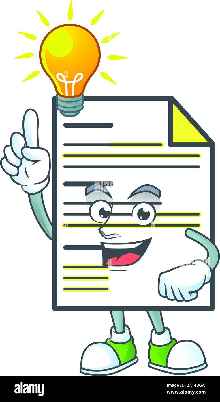 Have an idea document cartoon mascot on white background Stock Vector ...