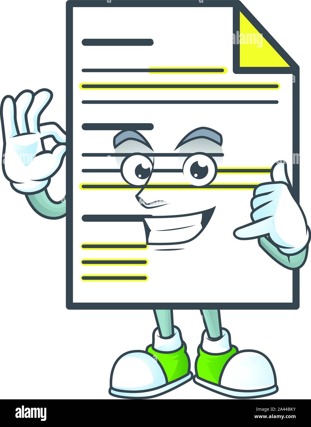 Call me document cartoon mascot on white background Stock Vector Image ...