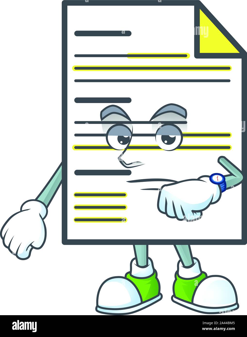 Waiting document cartoon mascot on white background Stock Vector Image ...