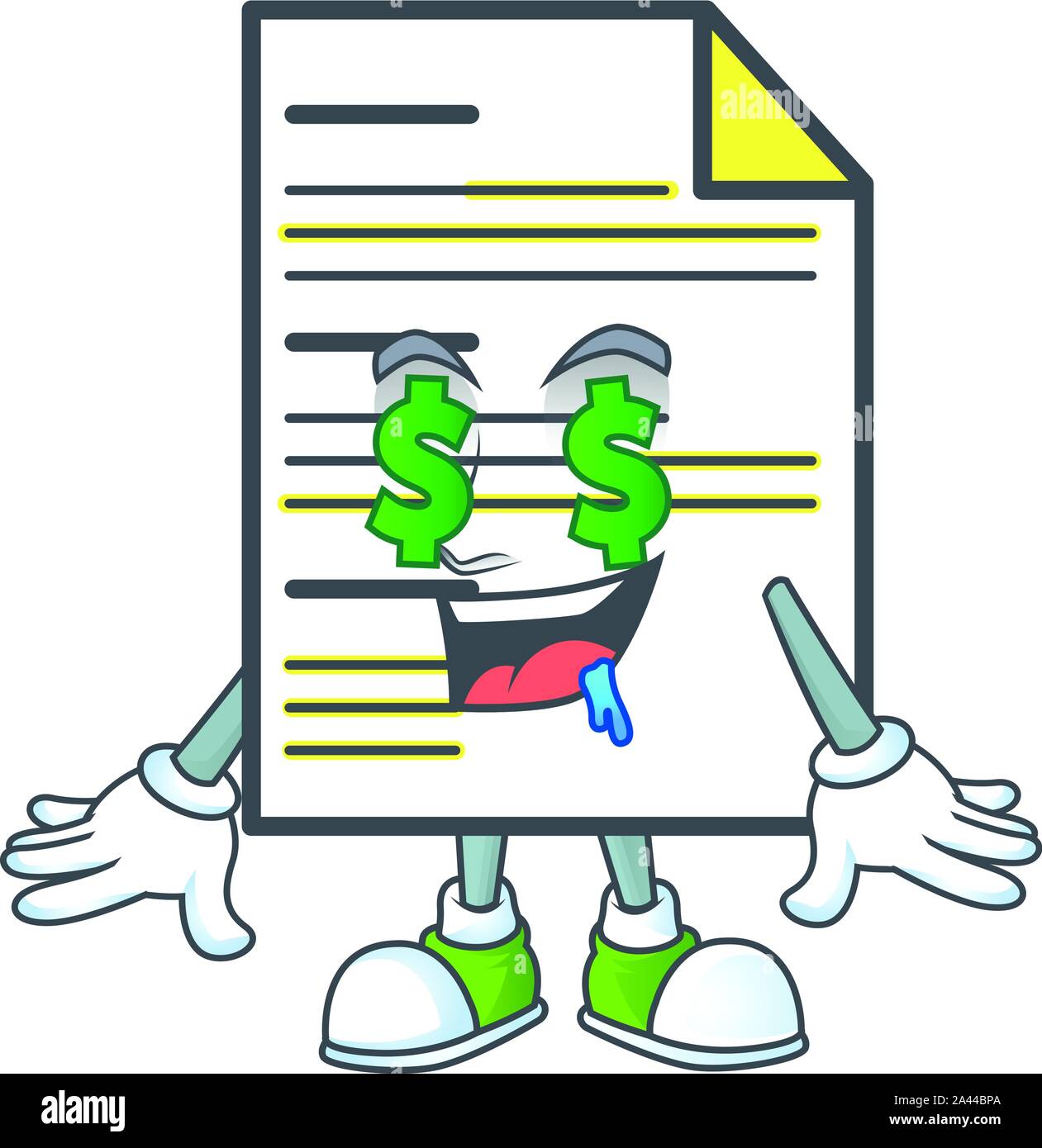 Money eye document cartoon mascot on white background Stock Vector ...